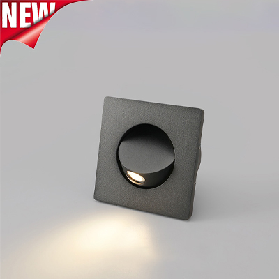 Invisible grey square shaped recessed LED light with horizontally ...